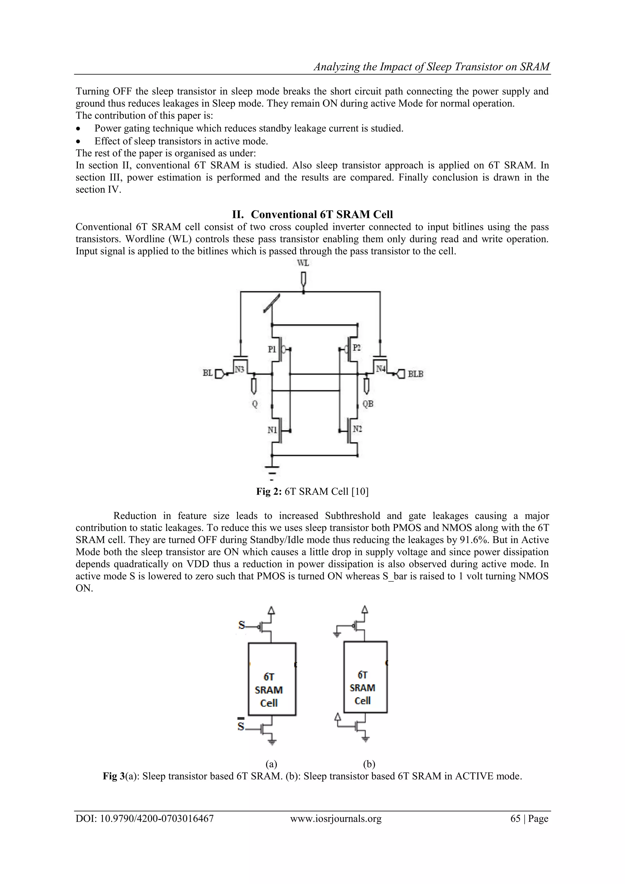 Analyzing the Impact of Sleep Transistor on SRAM | PDF