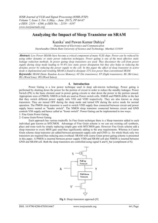 Analyzing the Impact of Sleep Transistor on SRAM | PDF