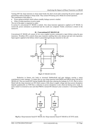 Analyzing the Impact of Sleep Transistor on SRAM | PDF