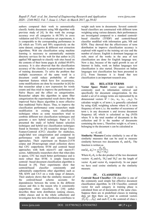 A Comparative Study of Centroid-Based and Naïve Bayes Classifiers for Document Categorization | PDF