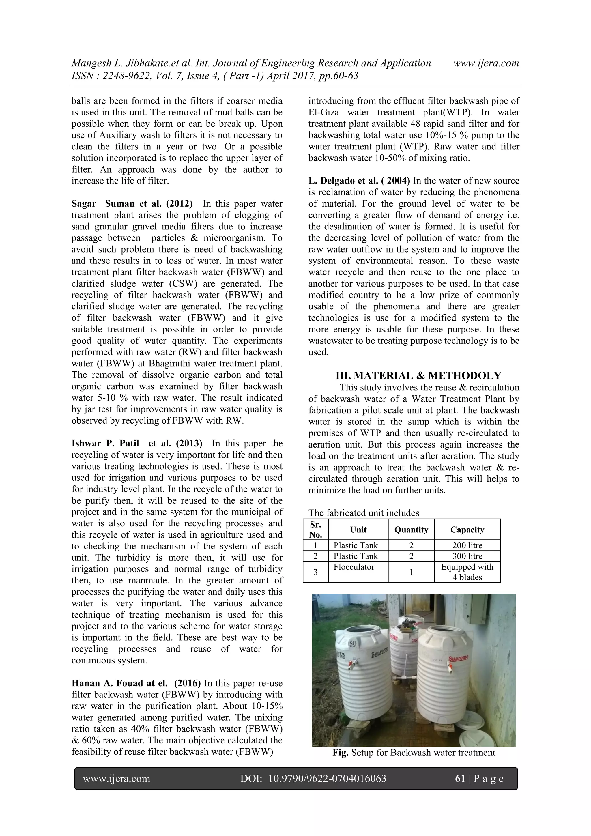 Reuse & Recirculation of Filter Backwash Water of Water Treatment Water | PDF