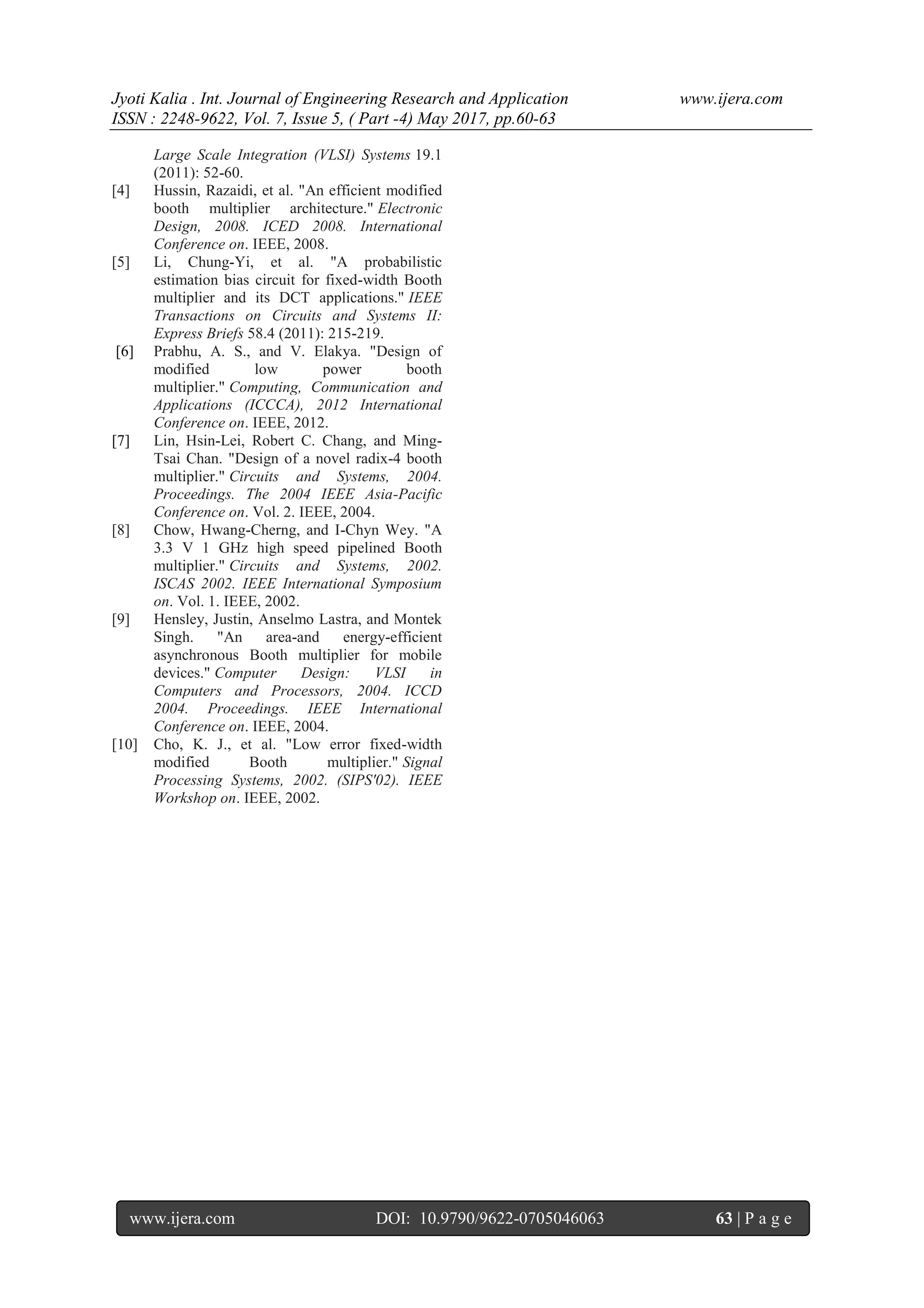A Review of Different Methods for Booth Multiplier | PDF