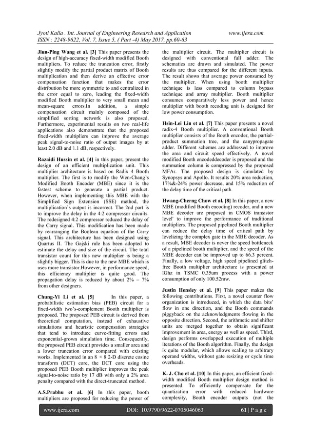 A Review of Different Methods for Booth Multiplier | PDF