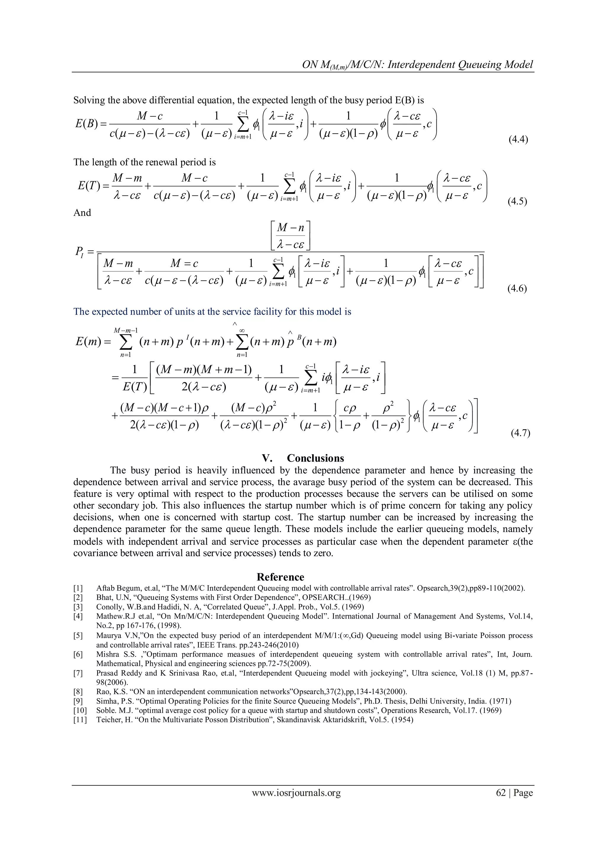 ON M(M,m)/M/C/N: Interdependent Queueing Model | PDF