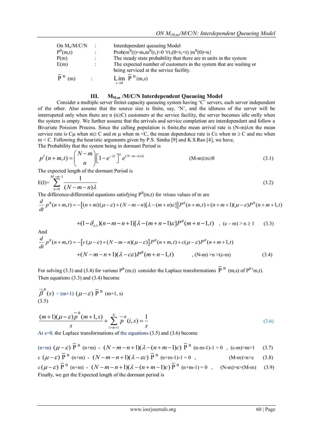 ON M(M,m)/M/C/N: Interdependent Queueing Model | PDF
