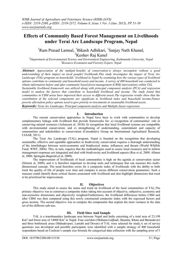 Effects of Community Based Forest Management on Livelihoods under Terai ...