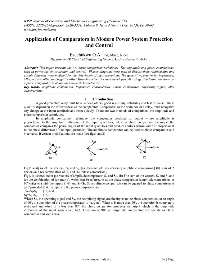 Application of Comparators in Modern Power System Protection and ...