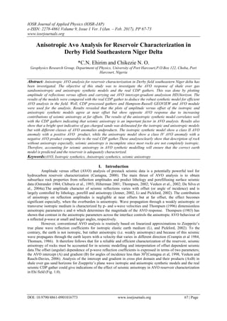 Anisotropic Avo Analysis for Reservoir Characterization in Derby Field ...