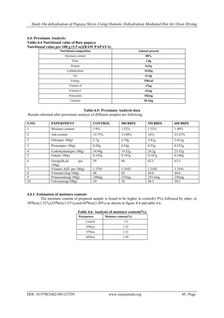 Study On dehydration of Papaya Slices Using Osmotic Dehydration Mediated Hot Air Oven Drying | PDF
