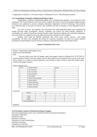 Study On dehydration of Papaya Slices Using Osmotic Dehydration ...