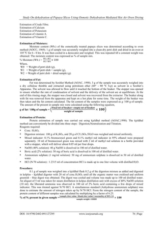 Study On dehydration of Papaya Slices Using Osmotic Dehydration ...