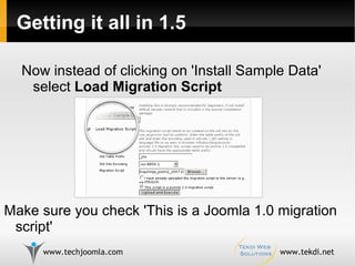 Joomla 1.0X to 1.5X migration. A Guide | PPT