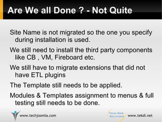 Joomla 1.0X to 1.5X migration. A Guide | PPT