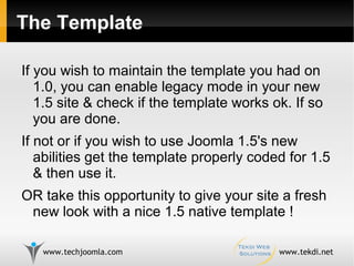Joomla 1.0X to 1.5X migration. A Guide | ODP | Databases | Computer Software and Applications