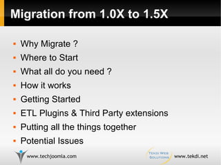 Joomla 1.0X to 1.5X migration. A Guide | ODP | Databases | Computer Software and Applications