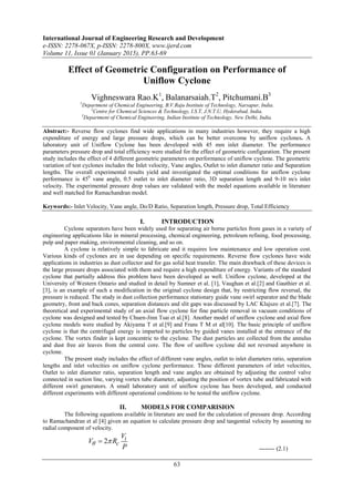Effect of Geometric Configuration on Performance of Uniflow Cyclone | PDF