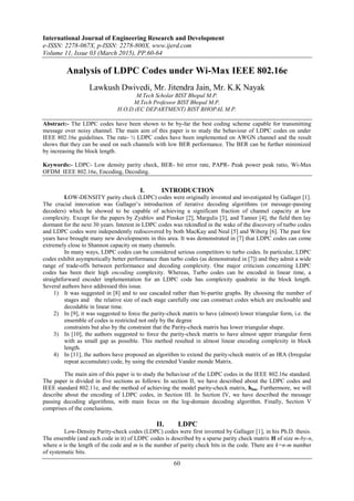 Analysis of LDPC Codes under Wi-Max IEEE 802.16e