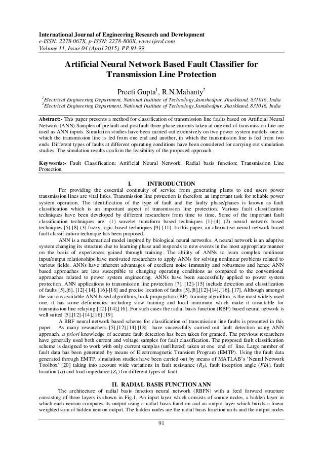 Artificial Neural Network Based Fault Classifier for Transmission Lin…