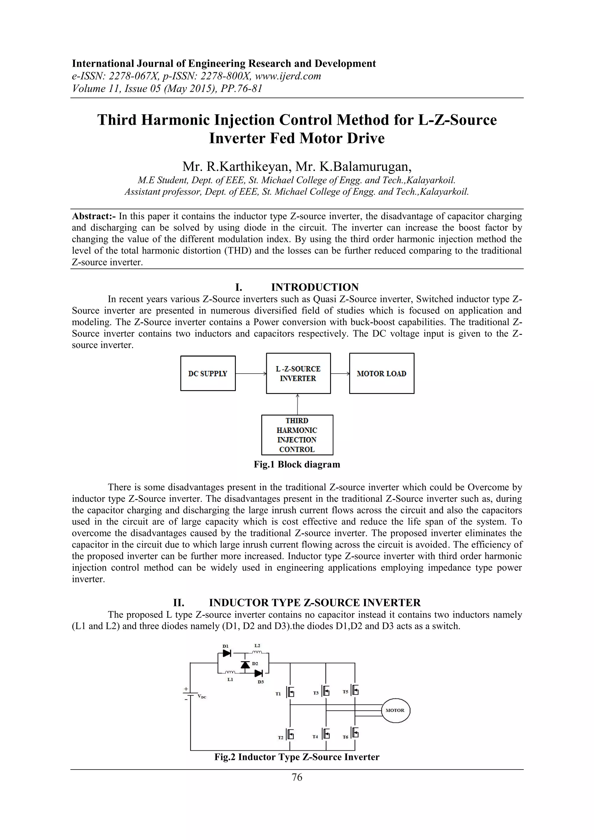 Third Harmonic Injection Control Method for L-Z-Source Inverter Fed Motor Drive | PDF | Radio ...