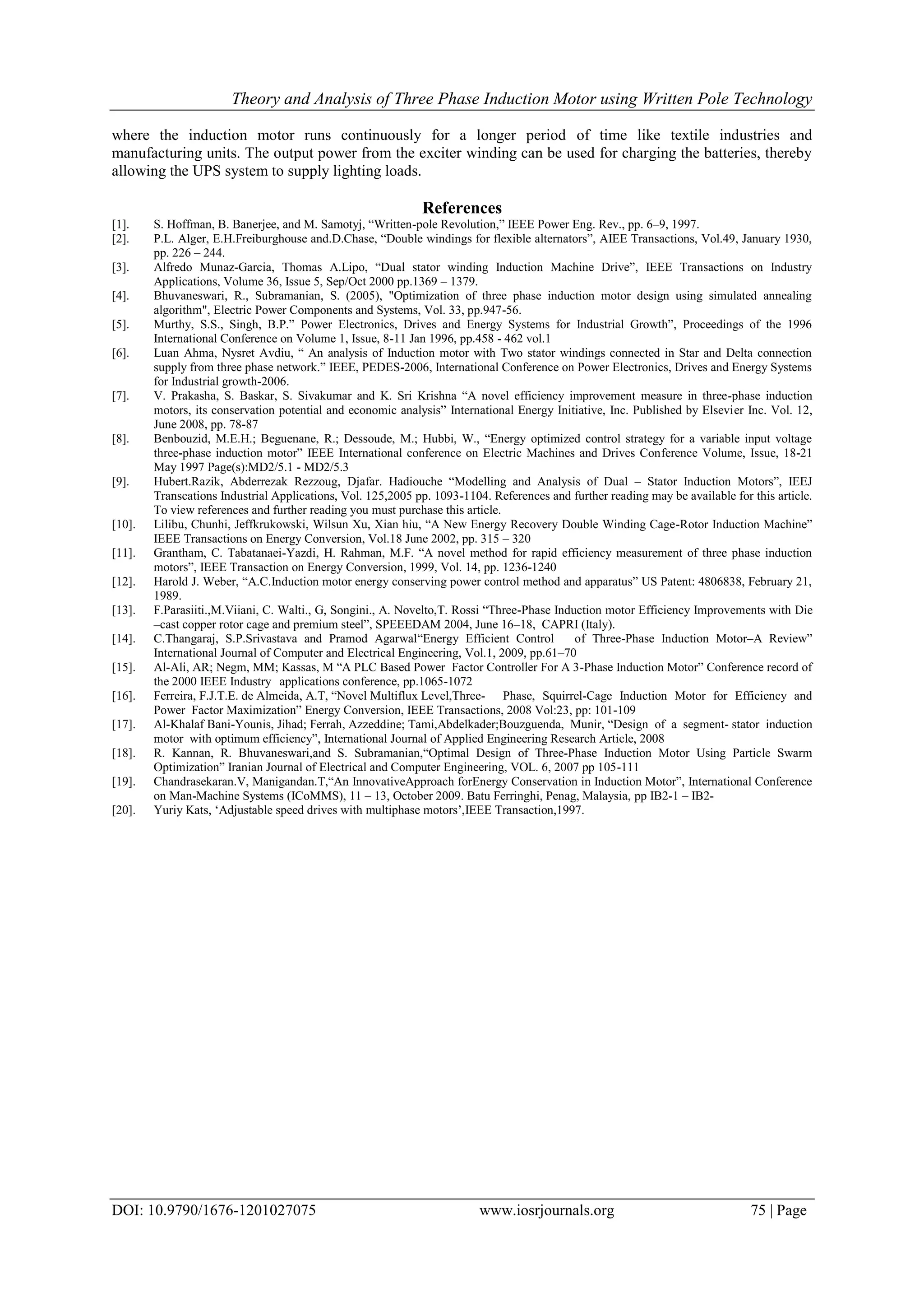 Theory and Analysis of Three Phase Induction Motor using Written Pole Technology | PDF