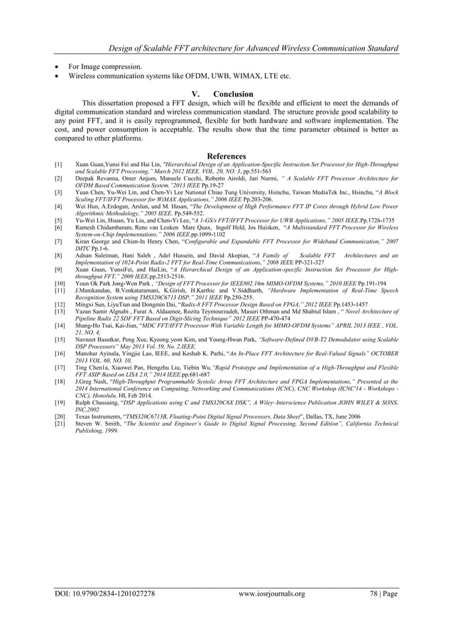 Design of Scalable FFT architecture for Advanced Wireless Communication Standard | PDF