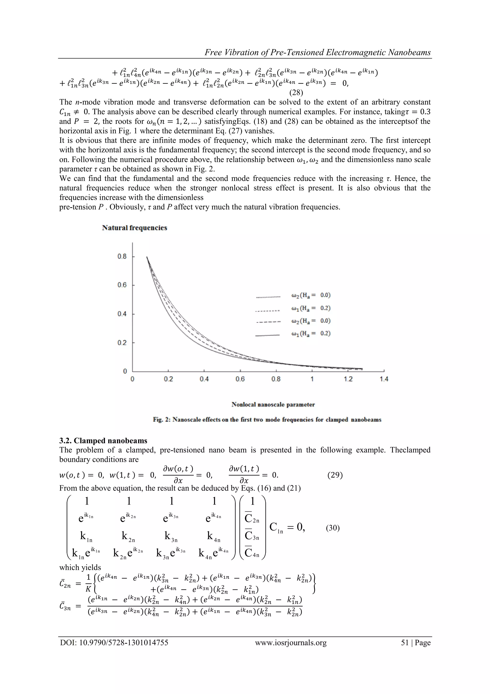Free Vibration of Pre-Tensioned Electromagnetic Nanobeams | PDF
