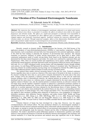 Free Vibration of Pre-Tensioned Electromagnetic Nanobeams | PDF