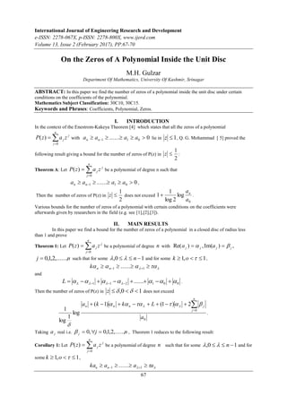 On the Zeros of A Polynomial Inside the Unit Disc | PDF | Physics | Science