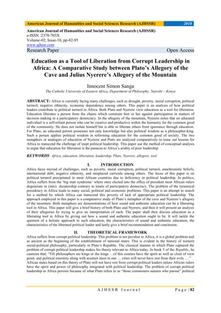 Education as a Tool of Liberation from Corrupt Leadership in Africa: A ...