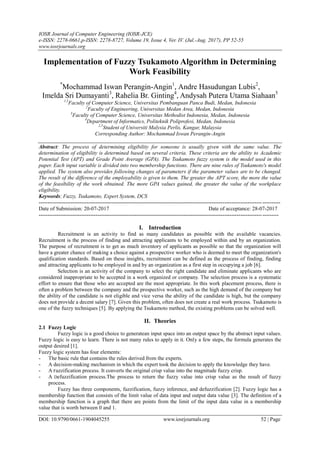 Implementation of Fuzzy Tsukamoto Algorithm in Determining Work Feasibility | PDF