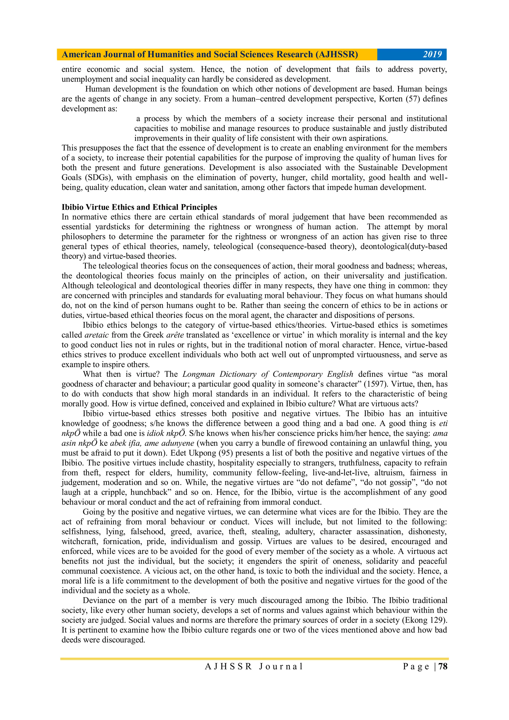 Ethical Leadership for Nigeria’s Development: An Ibibio Virtue Ethics ...