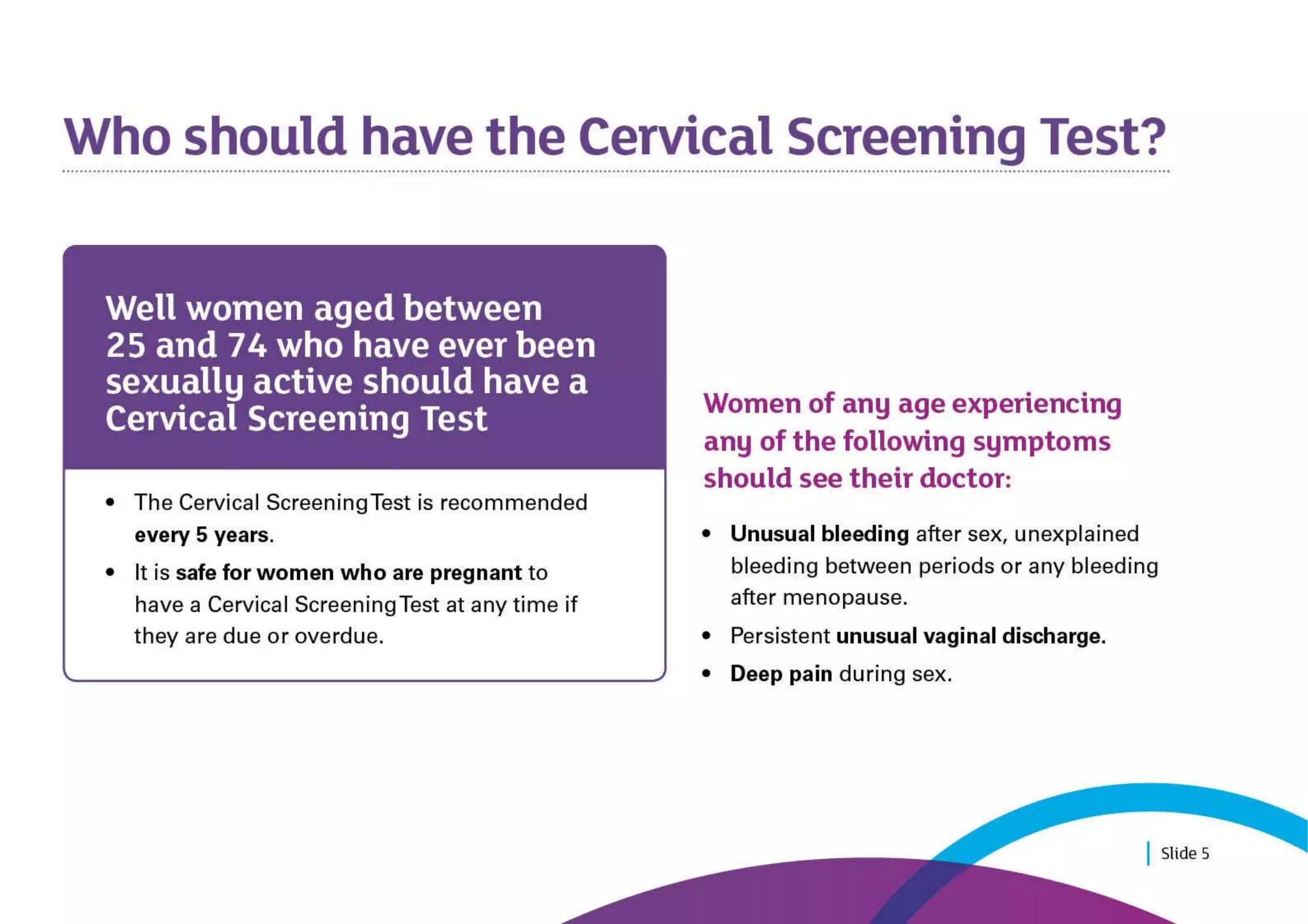 Cervical screening – taking care of your health flipchart (English) | PPTX