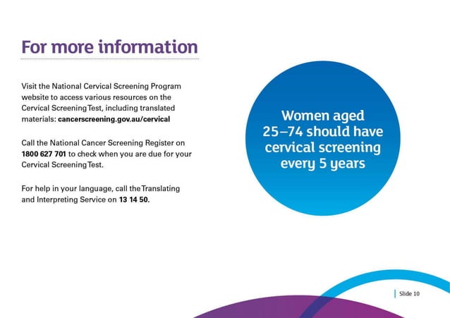 Cervical screening – taking care of your health flipchart (English) | PPTX