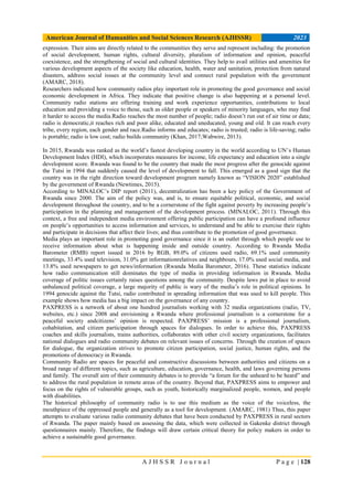 The Role of Community Radio in Promoting Community Participation in Local Governance in Rwanda:A ...