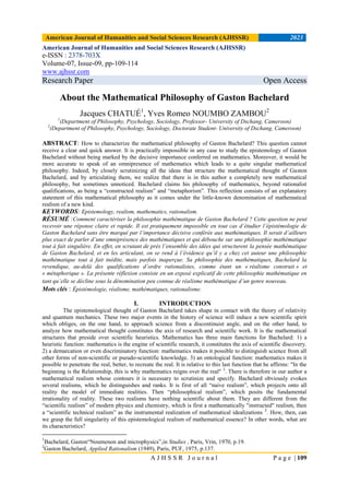 About the Mathematical Philosophy of Gaston Bachelard | PDF