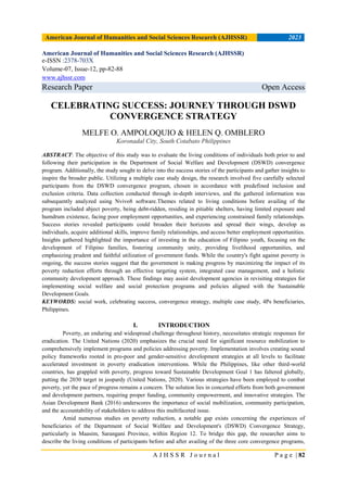 CELEBRATING SUCCESS: JOURNEY THROUGH DSWD CONVERGENCE STRATEGY | PDF ...