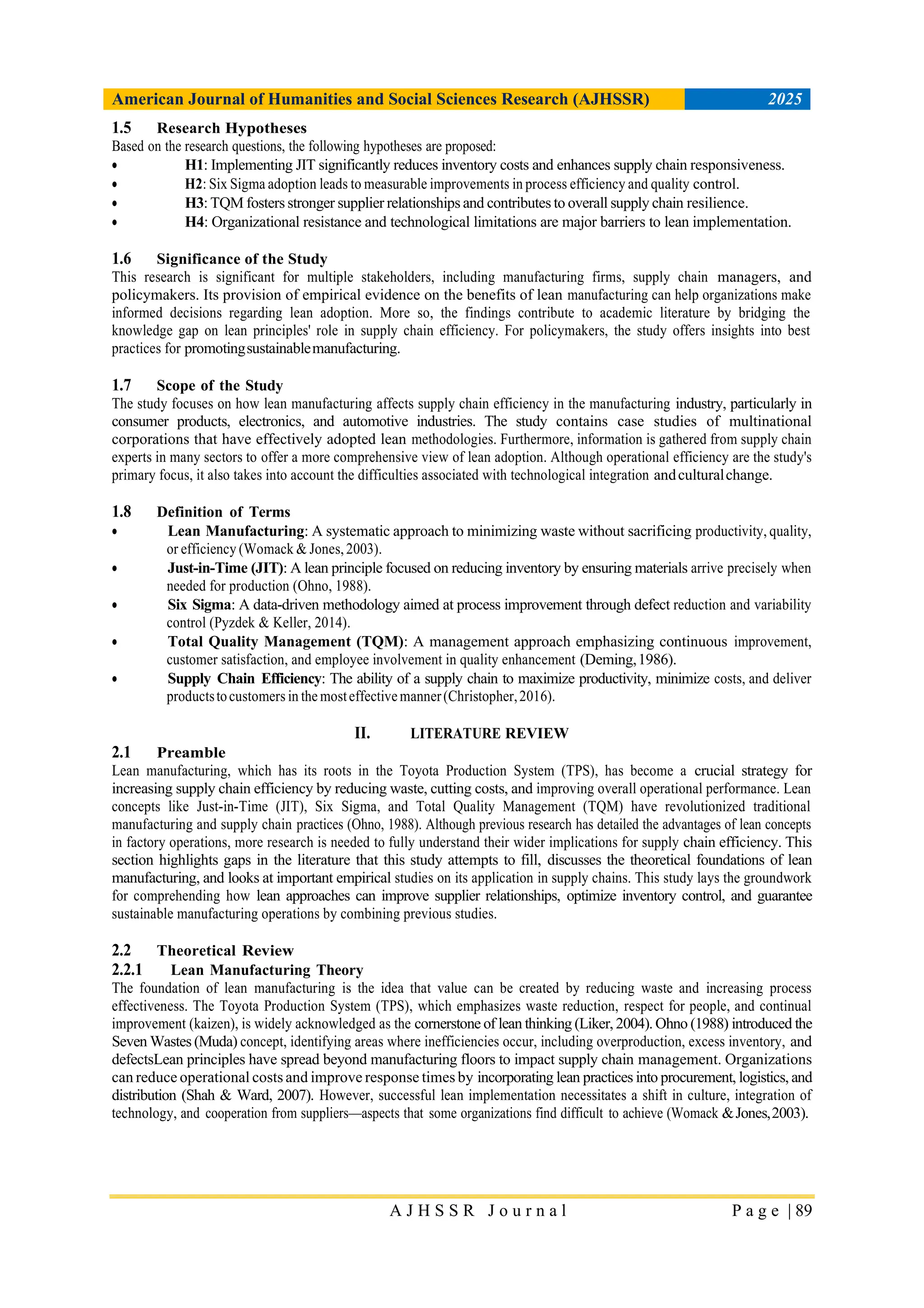 LEAN MANUFACTURING AND ITS IMPACT ON SUPPLY CHAIN EFFICIENCY | PDF