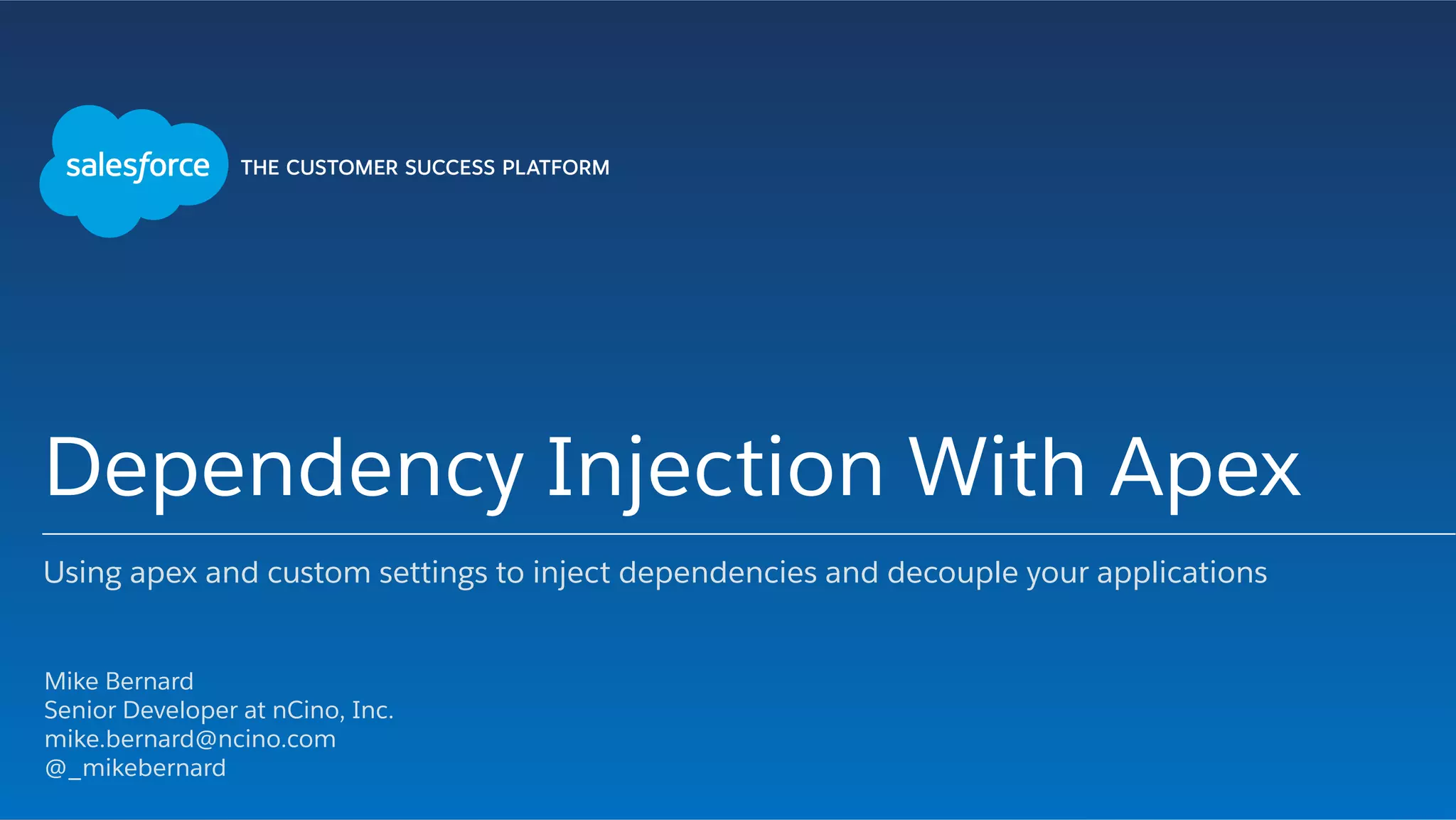 Dependency Injection with Apex | PPT Dependency Injection with Apex | PPT