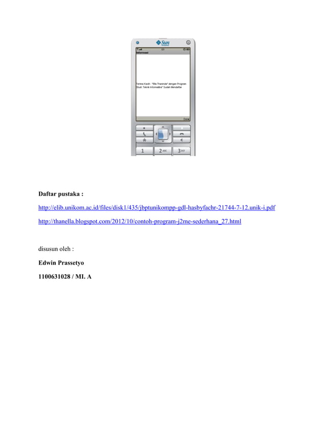 J2me edwin prassetyo 1100631028 | PDF
