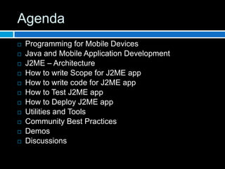J2ME mobile app development | PPTX | Programming Languages | Computing