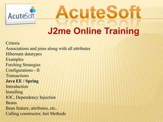 J2ME ONLINE TRAINING | PPT