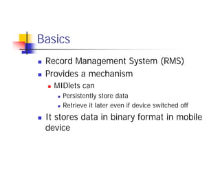 J2ME RMS | PDF | Databases | Computer Software and Applications
