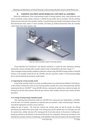 Modeling and Simulation of Virtual Prototype of the forming Machine based on Solid Works and ...