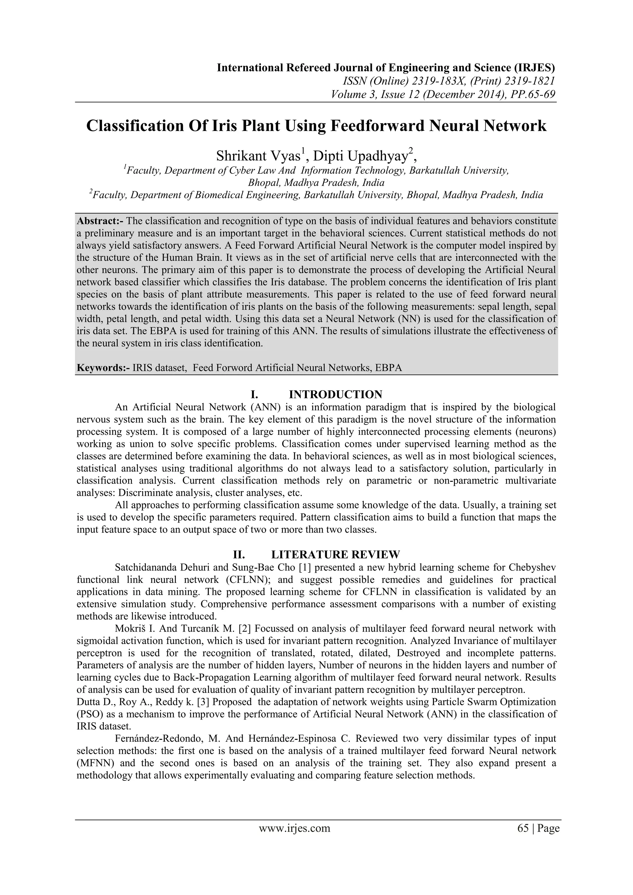 Classification Of Iris Plant Using Feedforward Neural Network | PDF | Gardening | Home & Garden