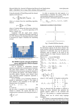 Study and Analysis Capacity of MIMO Systems for AWGN Channel Model Scenarios | PDF