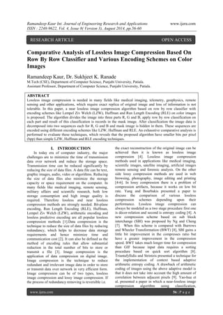 Comparative Analysis of Lossless Image Compression Based On Row By Row Classifier and Various ...