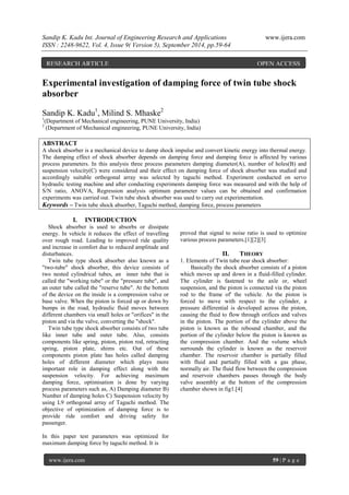 Experimental investigation of damping force of twin tube shock absorber ...