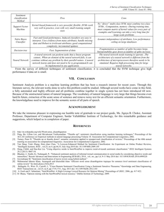 A SURVEY OF SENTIMENT CLASSSIFICTION TECHNIQUES | PDF