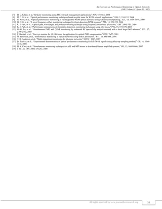 N OVERVIEW ON PERFORMANCE MONITORING IN OPTICAL NETWORKS | PDF