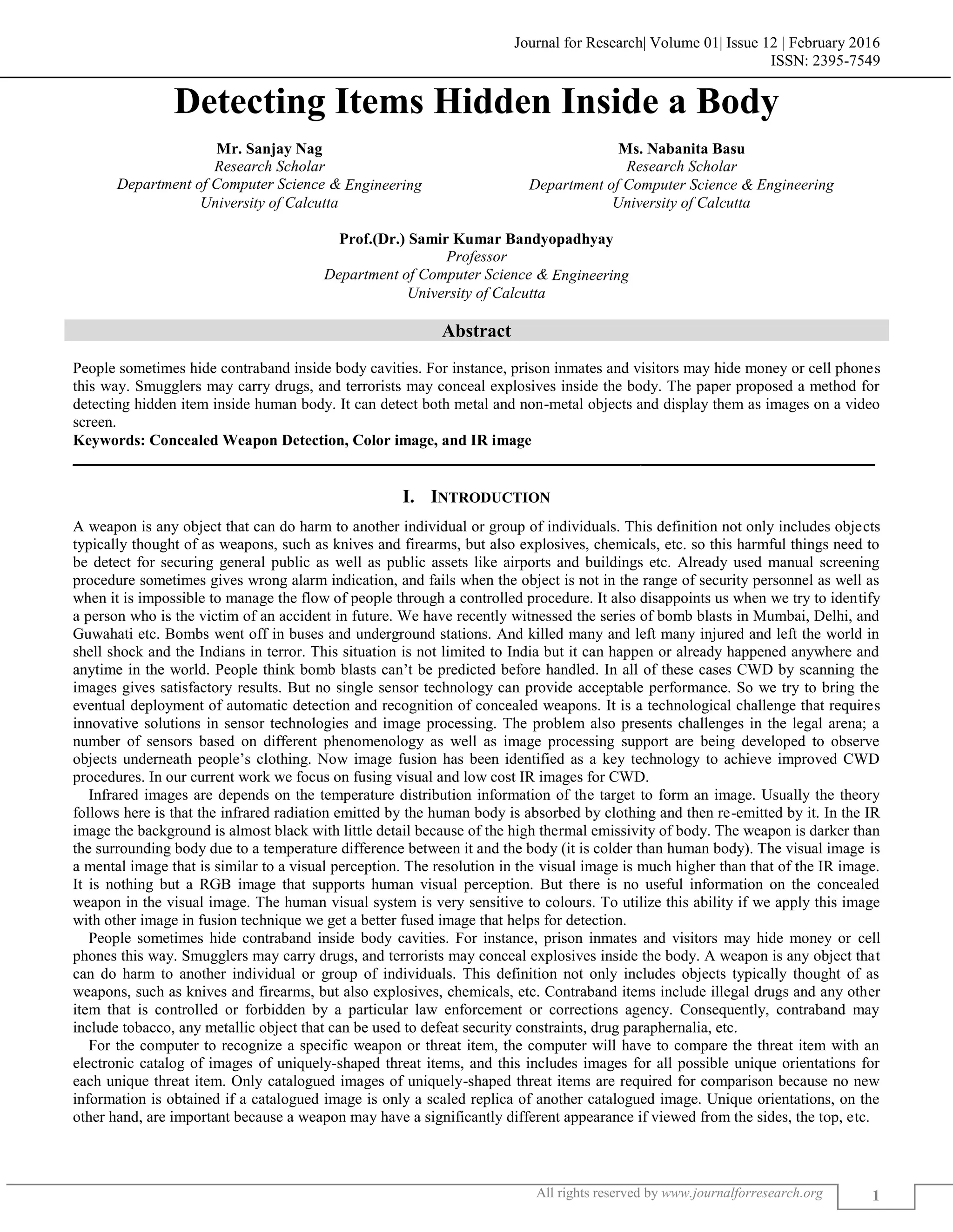 DETECTING ITEMS HIDDEN INSIDE A BODY | PDF